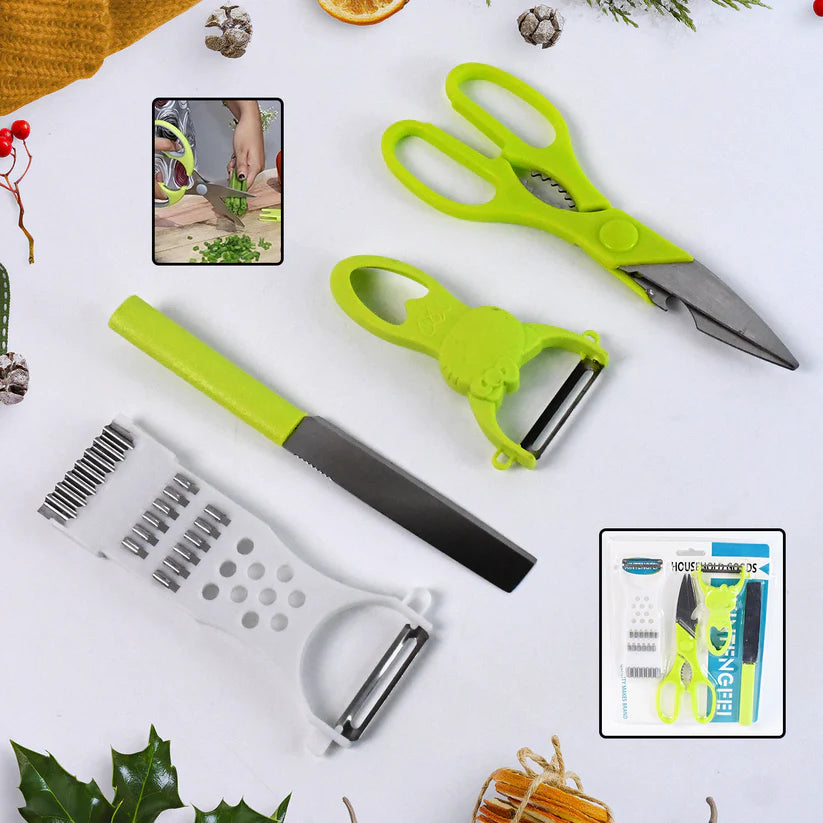 4-Piece Kitchen Cutting Set: Scissors, Peeler, Grater / Slicer, and Kn ...