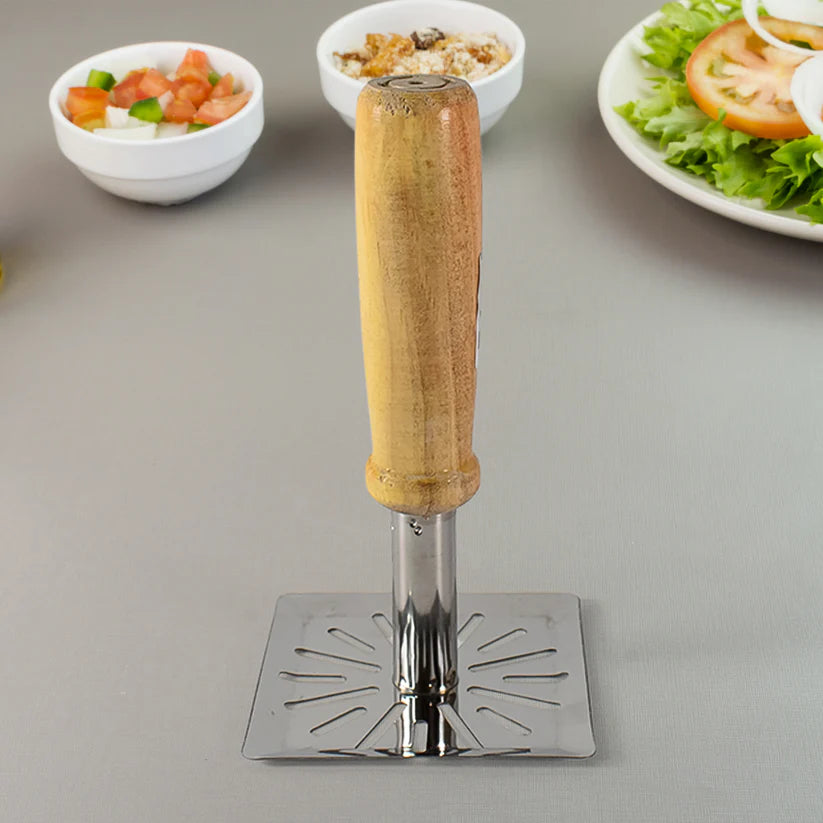 Kitchen Tools Wooden Handle Square Stainless Steel Potato Masher (1 Pc ...